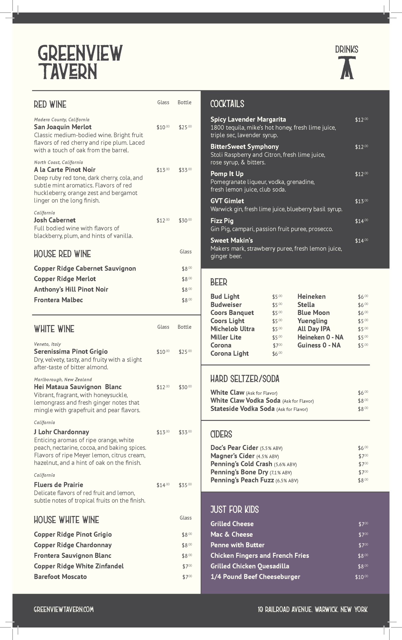 Greenview Tavern | Located in the heart of the village of Warwick ...